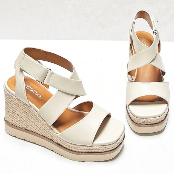 Shoes | New Women Beige Bone Strappy Espadrille Platform Wedge Sandals ...
